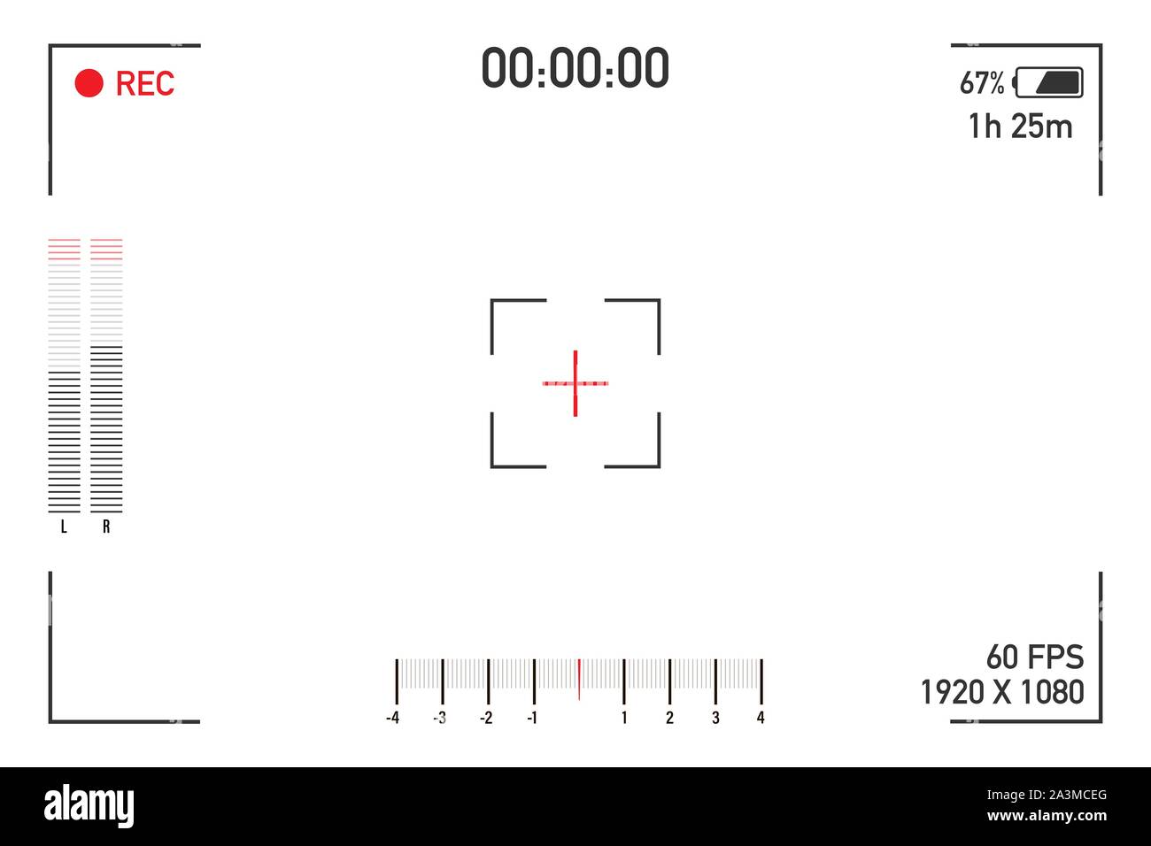 Camera view viewing images. Visual screen focusing. Video recording ...