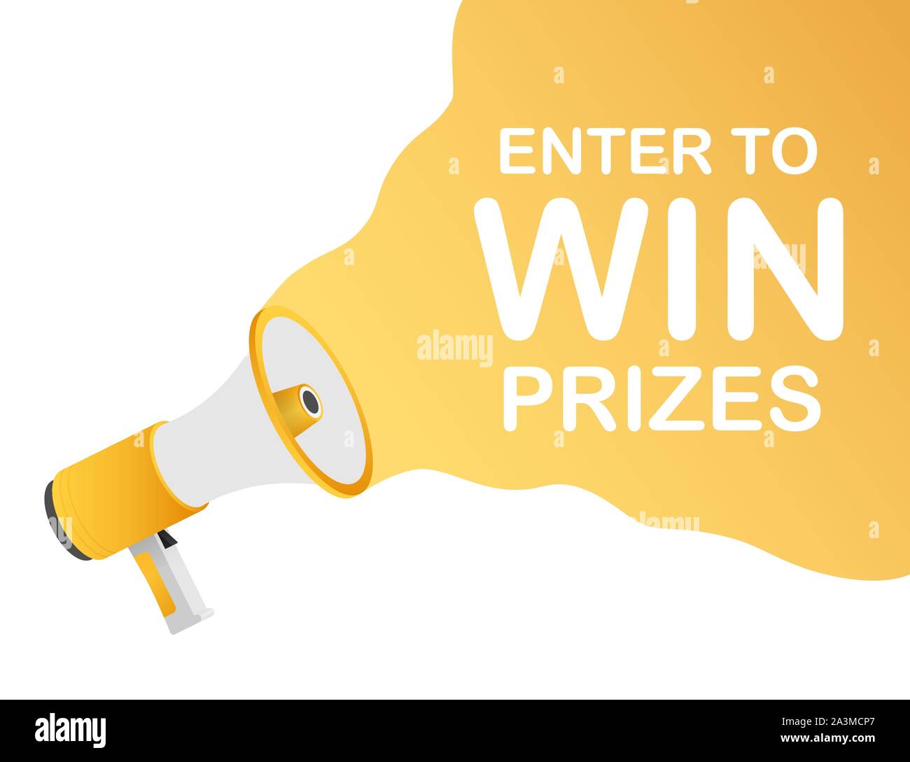 Megaphone Hand, business concept with text Enter to win prizes. Vector ...