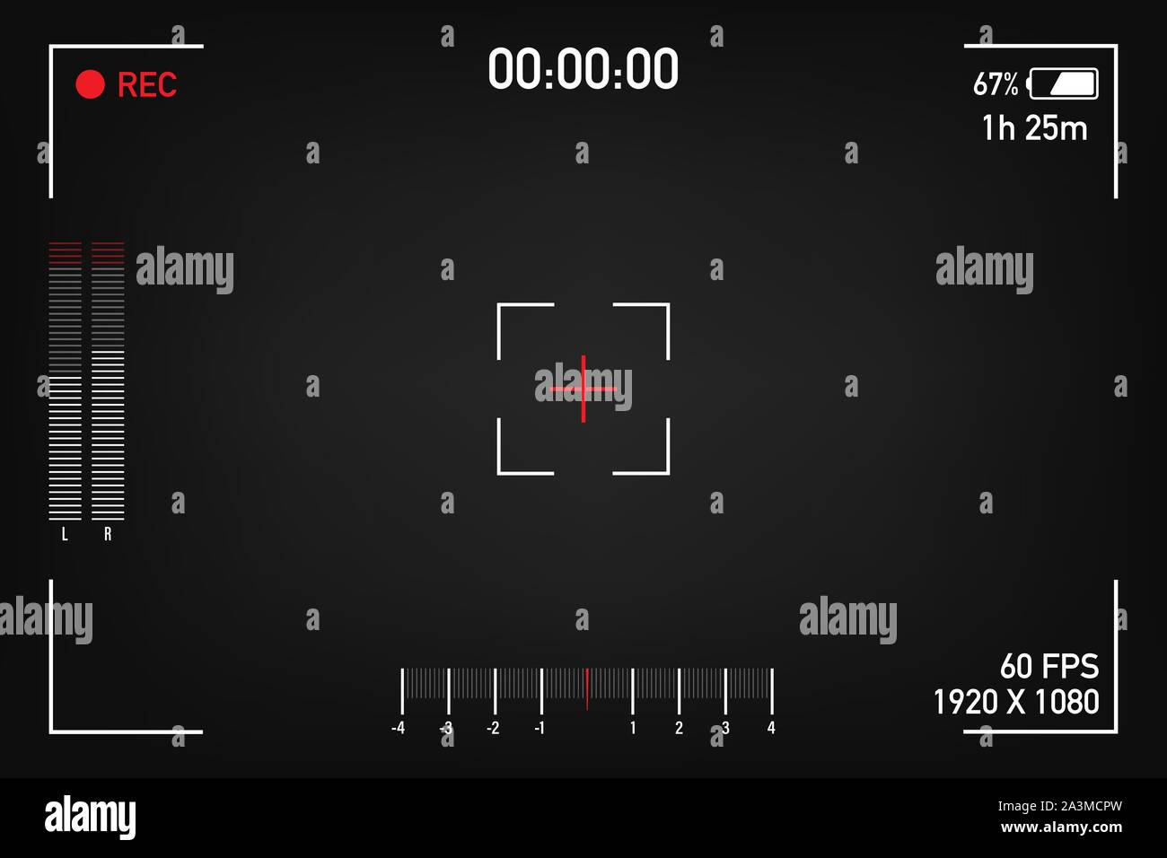 Camera view viewing images. Visual screen focusing. Video recording ...