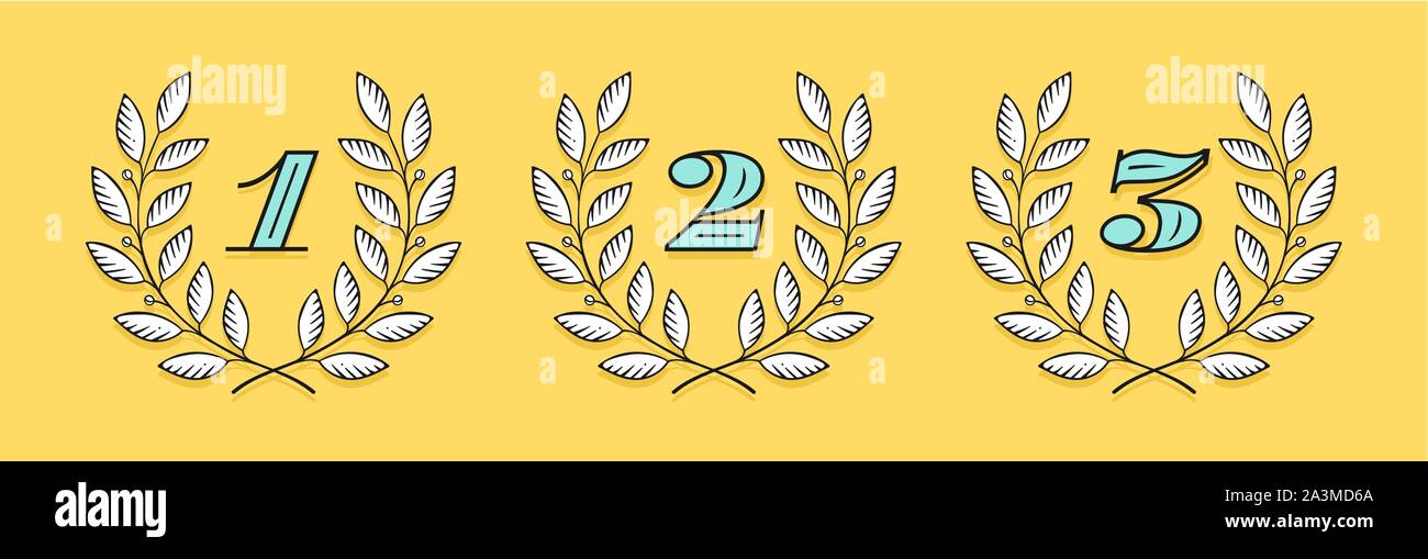 Laurel wreath icon with number One, Two, Three Stock Vector Image & Art ...