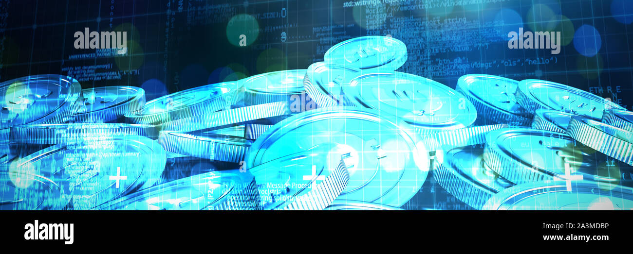 Composite image of blue matrix and codes Stock Photo - Alamy