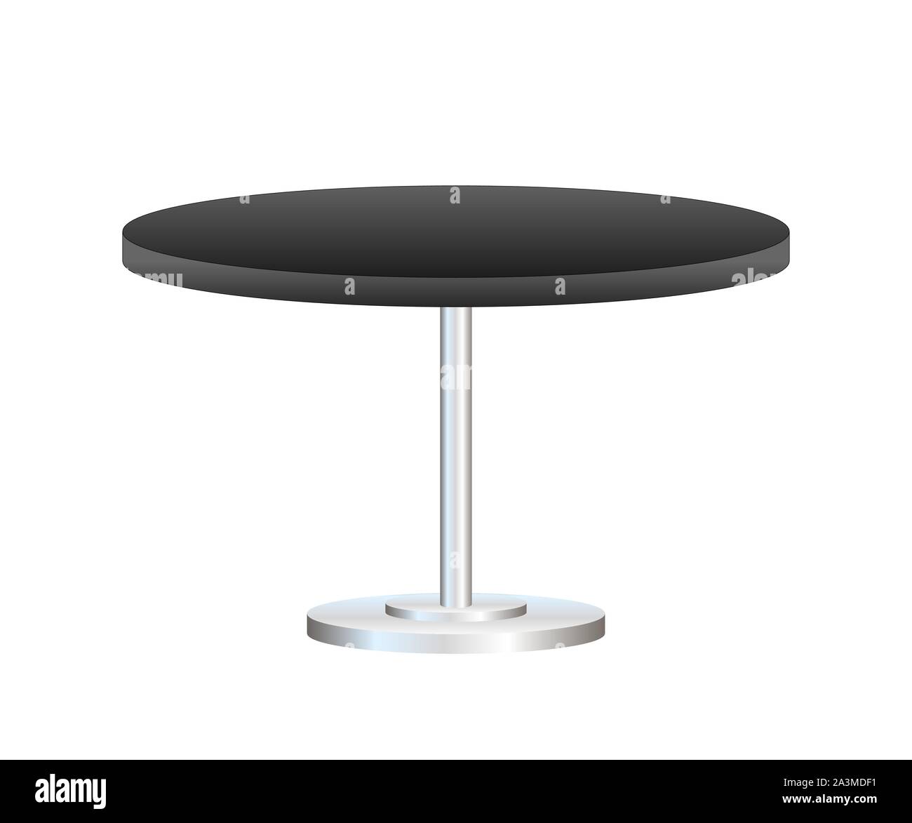 Realistic empty round table with metal stand isolated on white ...
