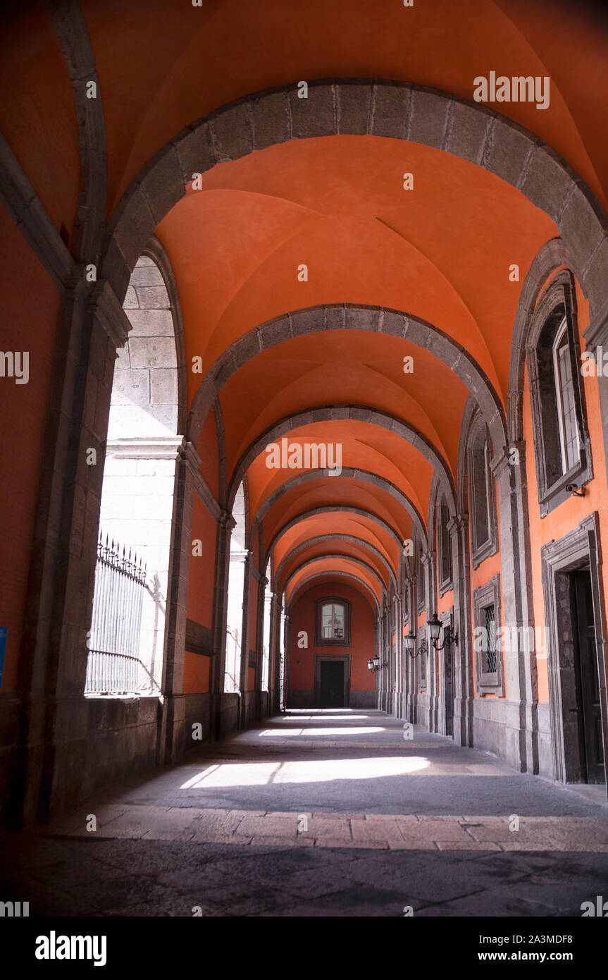 Arcade corridor in Naples, Italy Stock Photo - Alamy