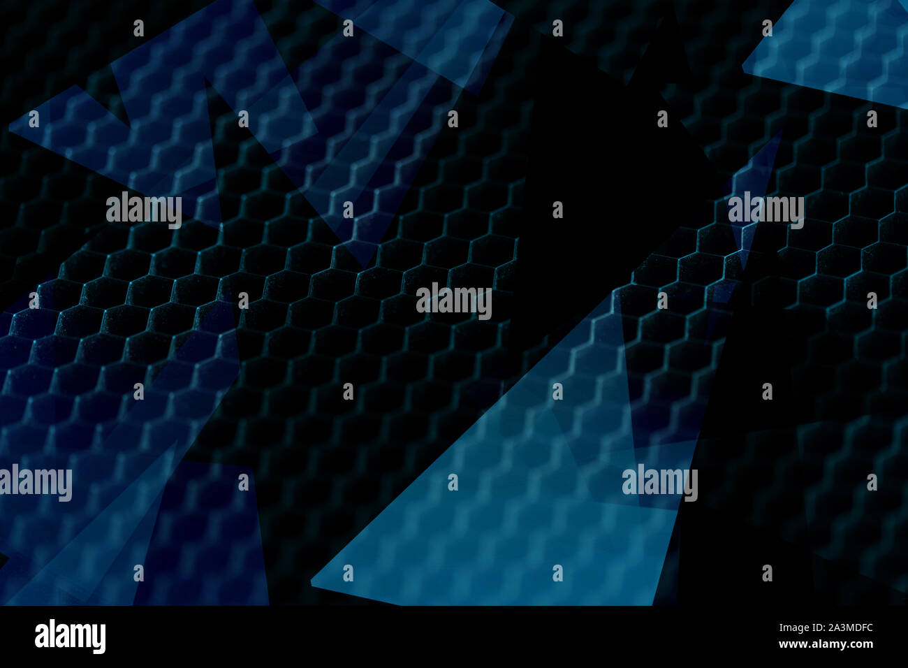 Perforated sheet metal texture with abstract blue geometric background ...