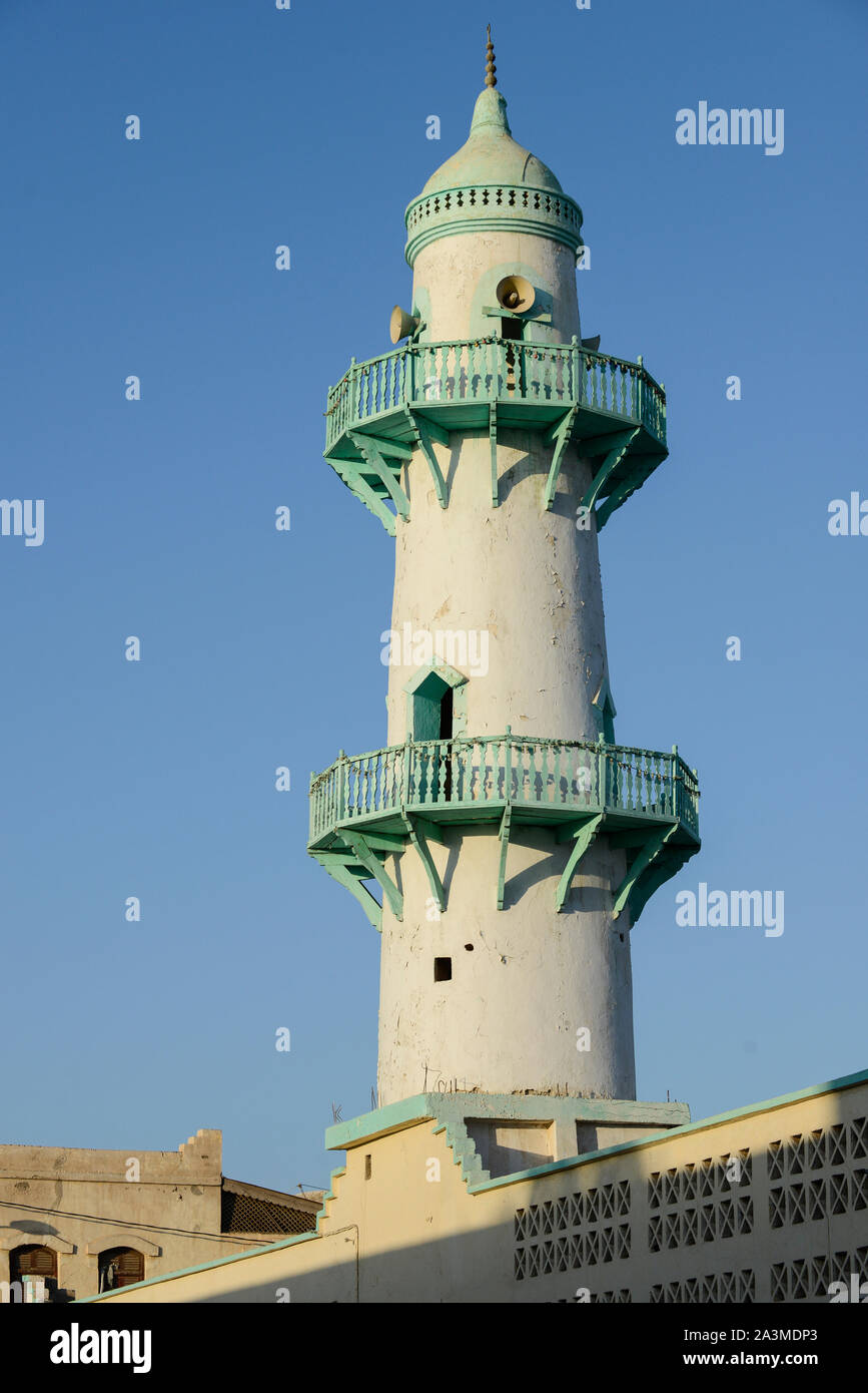 DJIBOUTI , Djibouti city, minaret of Hamoudi Mosque in old town ...