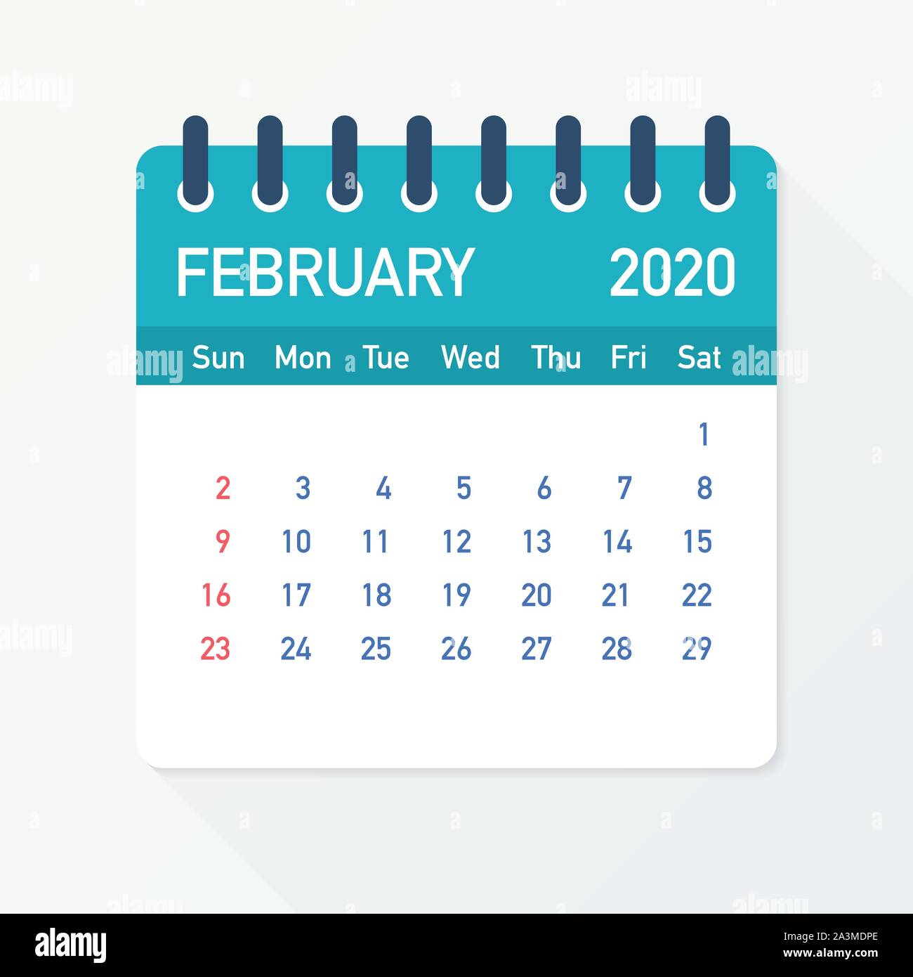 February 2020 Calendar Leaf. Calendar 2020 in flat style. Vector ...