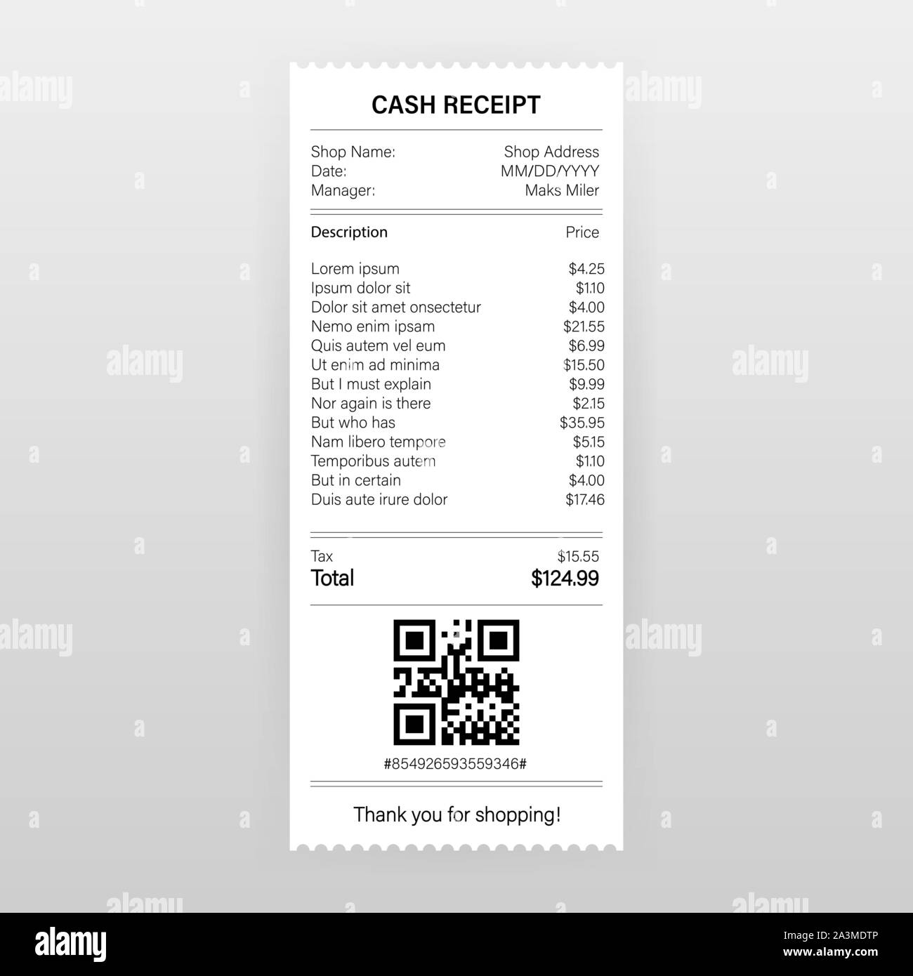 Receipts vector illustration of realistic payment paper bills for cash ...