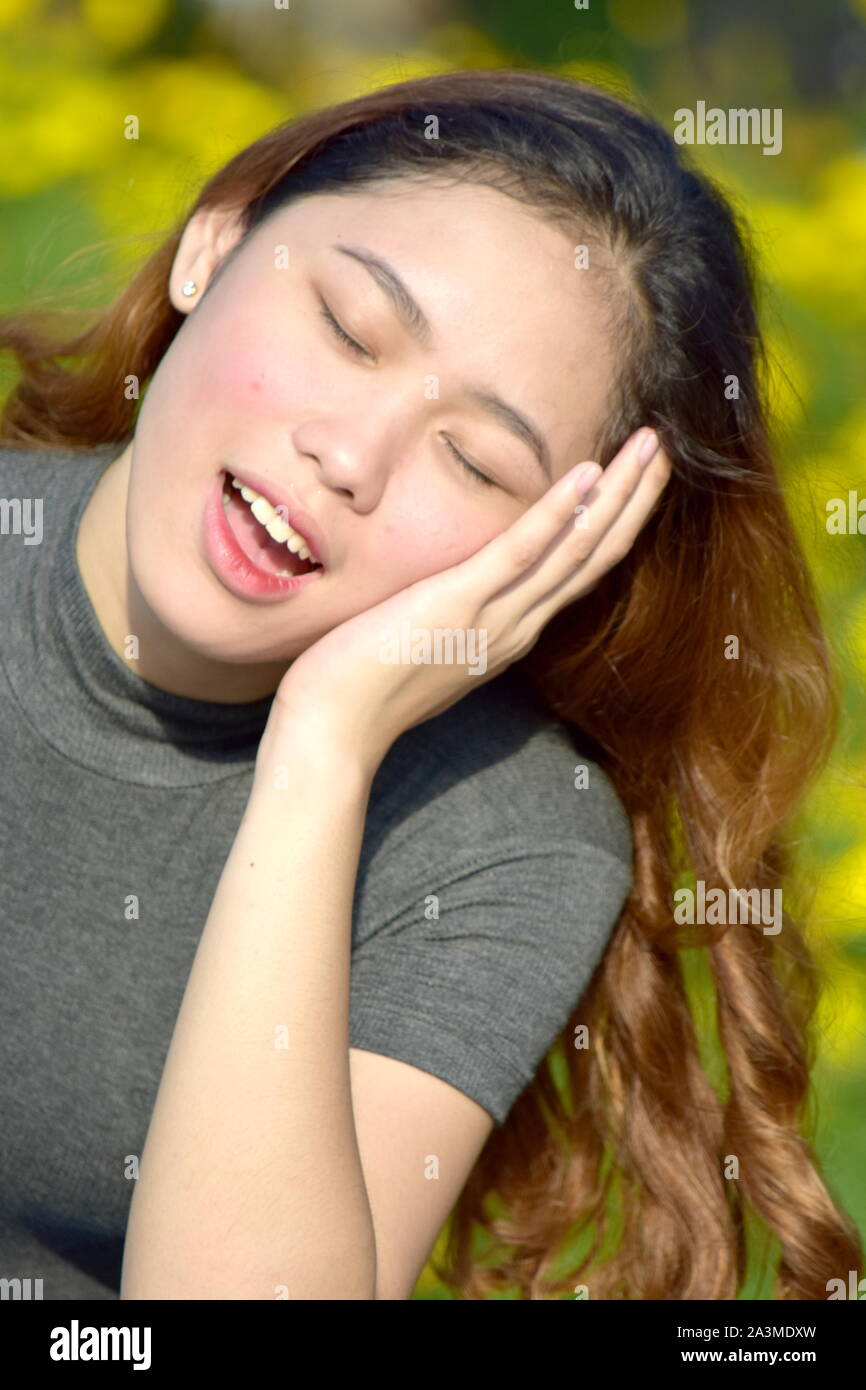 Sleepy Female Woman Stock Photo - Alamy