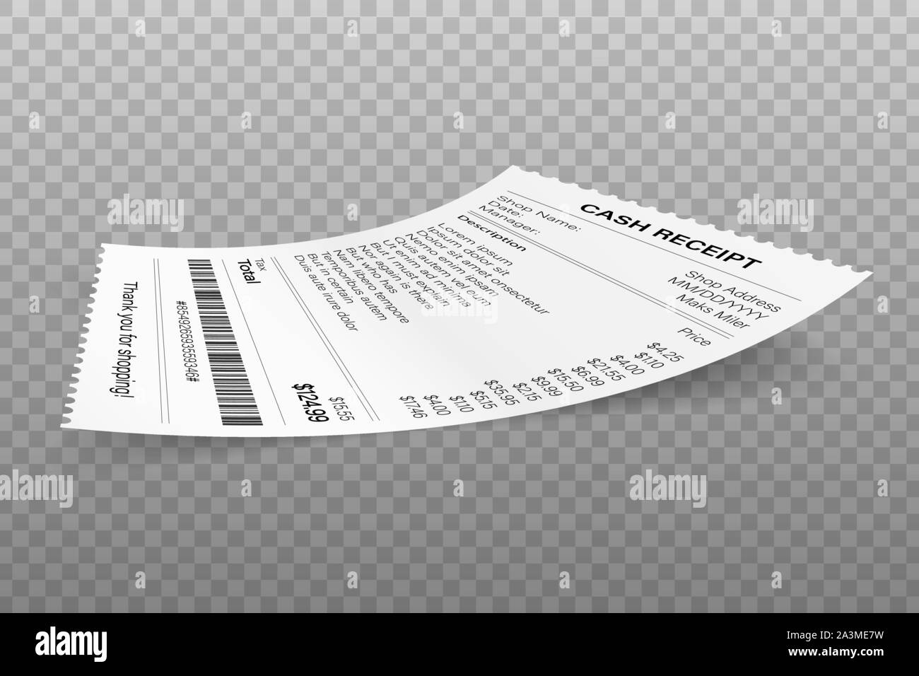 Receipts vector illustration of realistic payment paper bills for cash ...