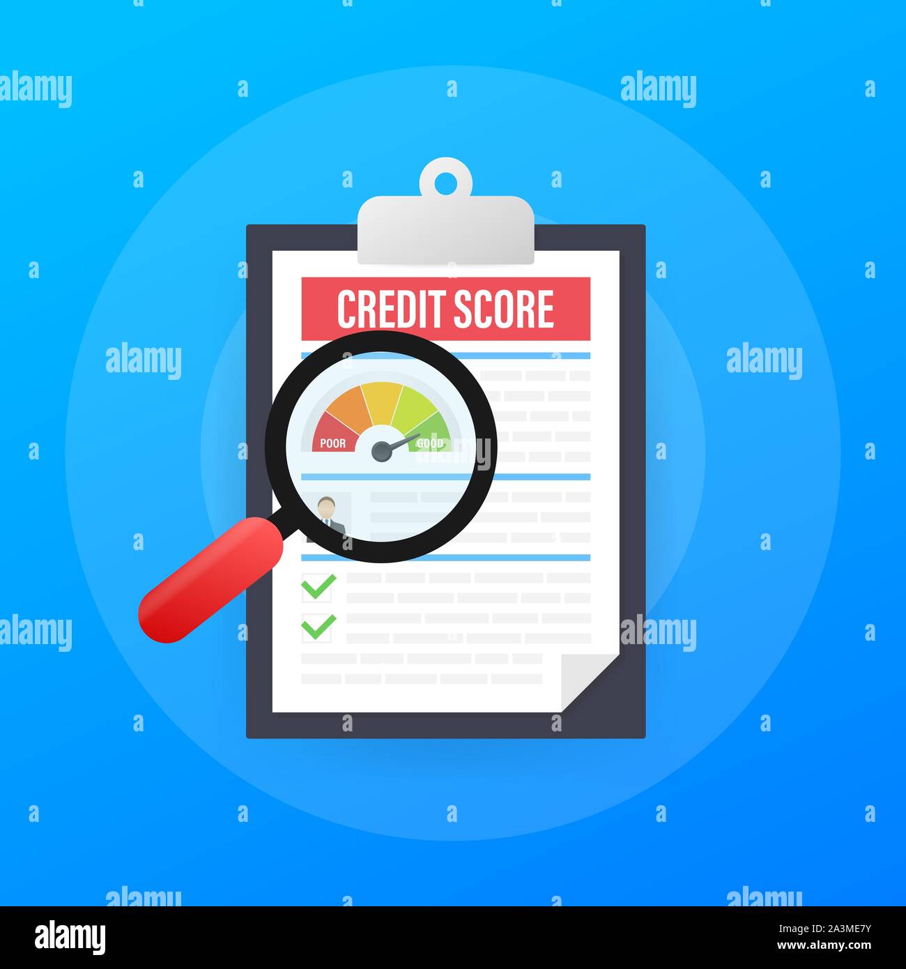 Credit score document. Paper sheet chart of personal credit score ...
