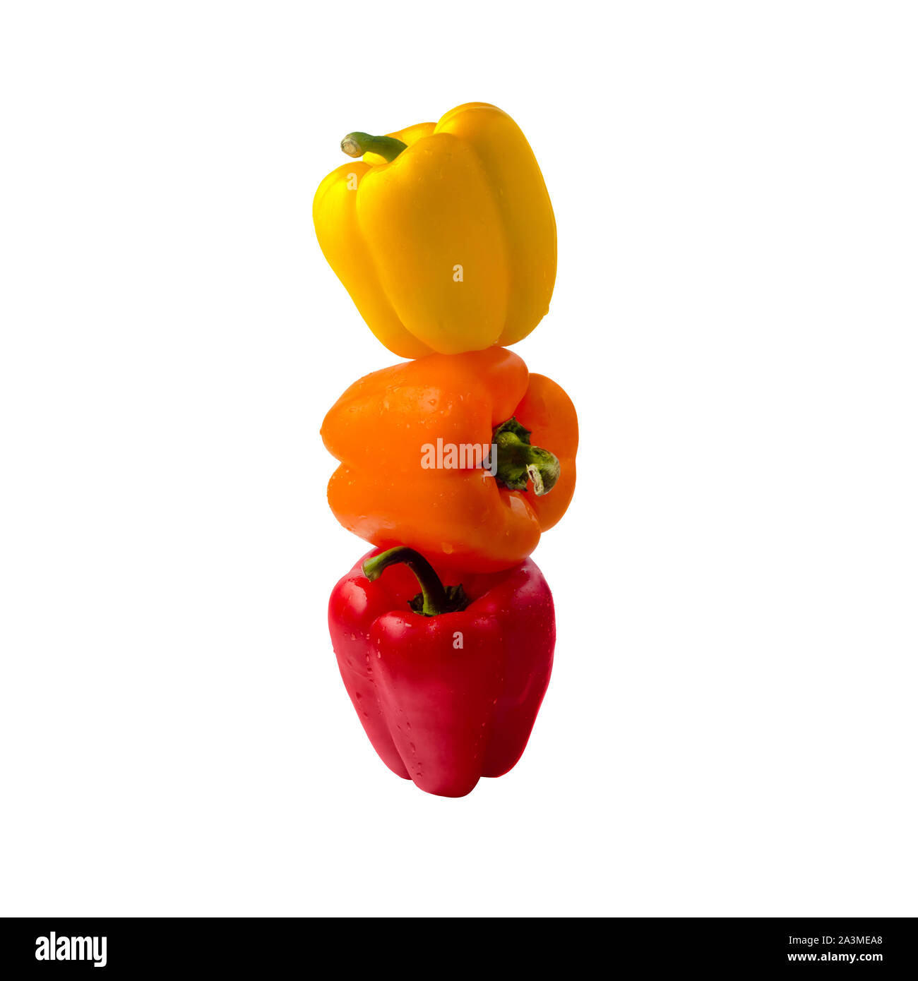 Peppers. Paprika tower isolated on white background. Food concept Stock ...