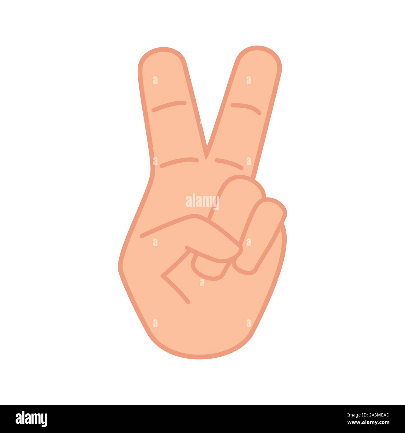 Outline flat male hand with victory gesture Stock Vector Image & Art ...