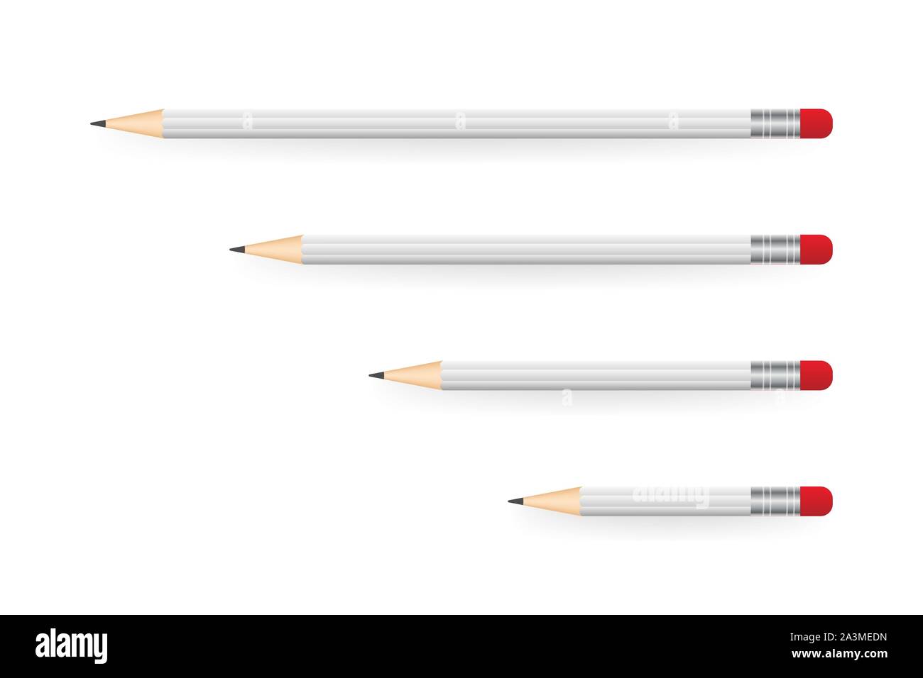 Yellow realistic pencil with shadow. Vector illustration isolated on ...