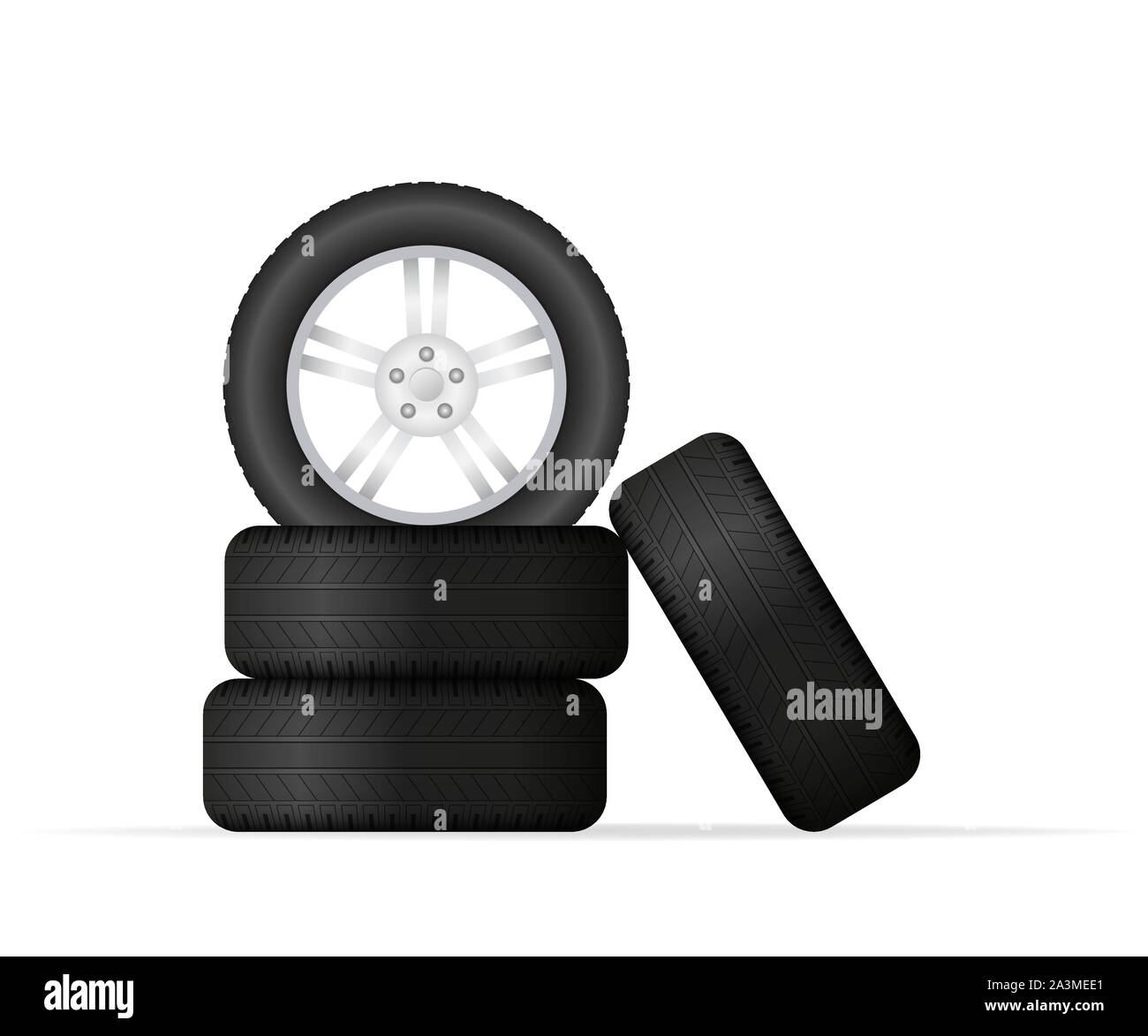 Realistic shining disk car wheel tyre set. Vector illustration Stock ...