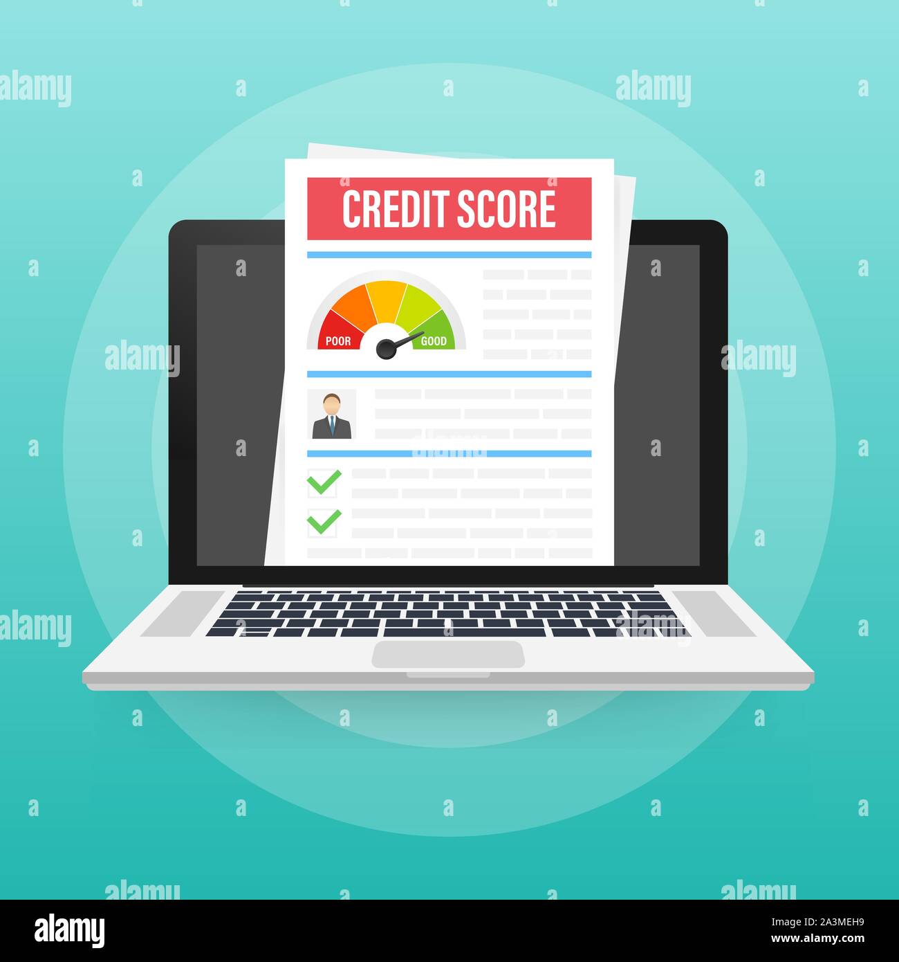 Credit score document. Paper sheet chart of personal credit score ...