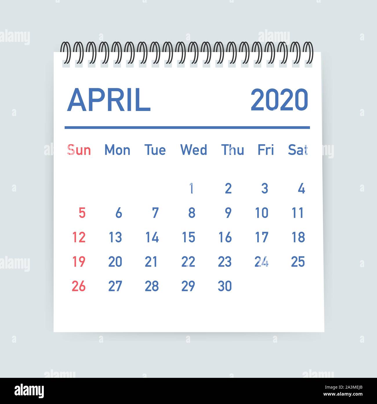 April 2020 Calendar Leaf. Calendar 2020 in flat style. Vector ...