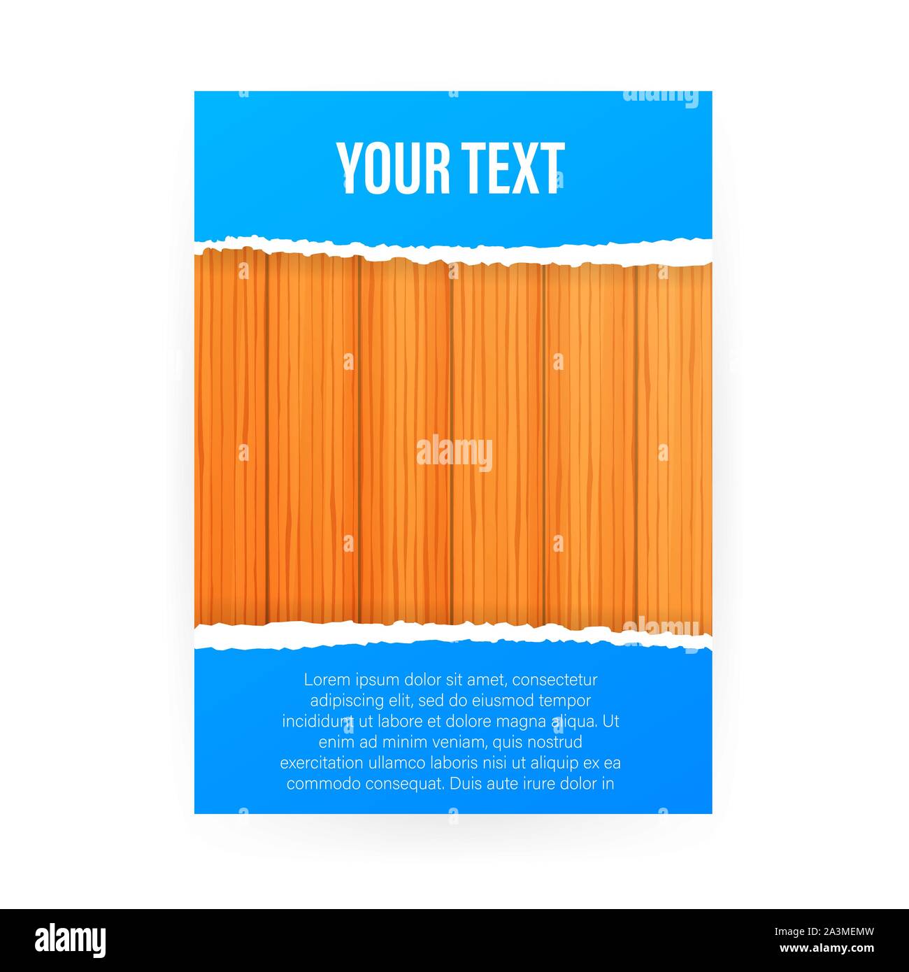 Ripped paper on texture of wood background, Business brochure flyer ...