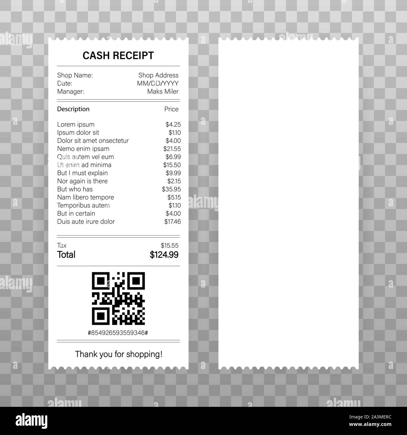 Receipts vector illustration of realistic payment paper bills for cash ...