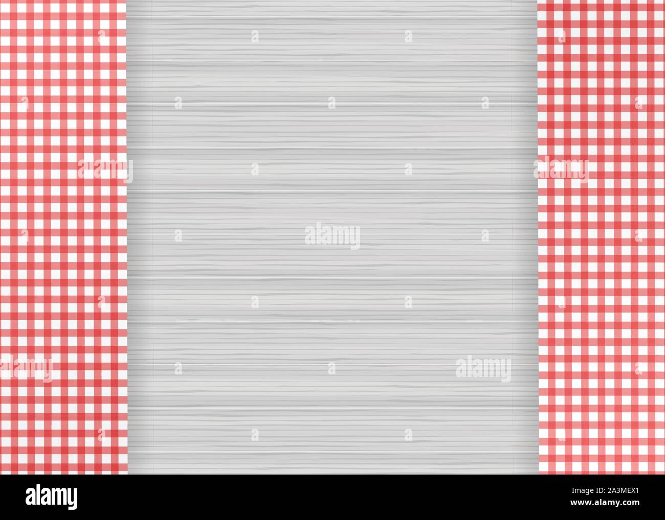 Red corner tablecloth on white wood table. Vector stock illustration ...