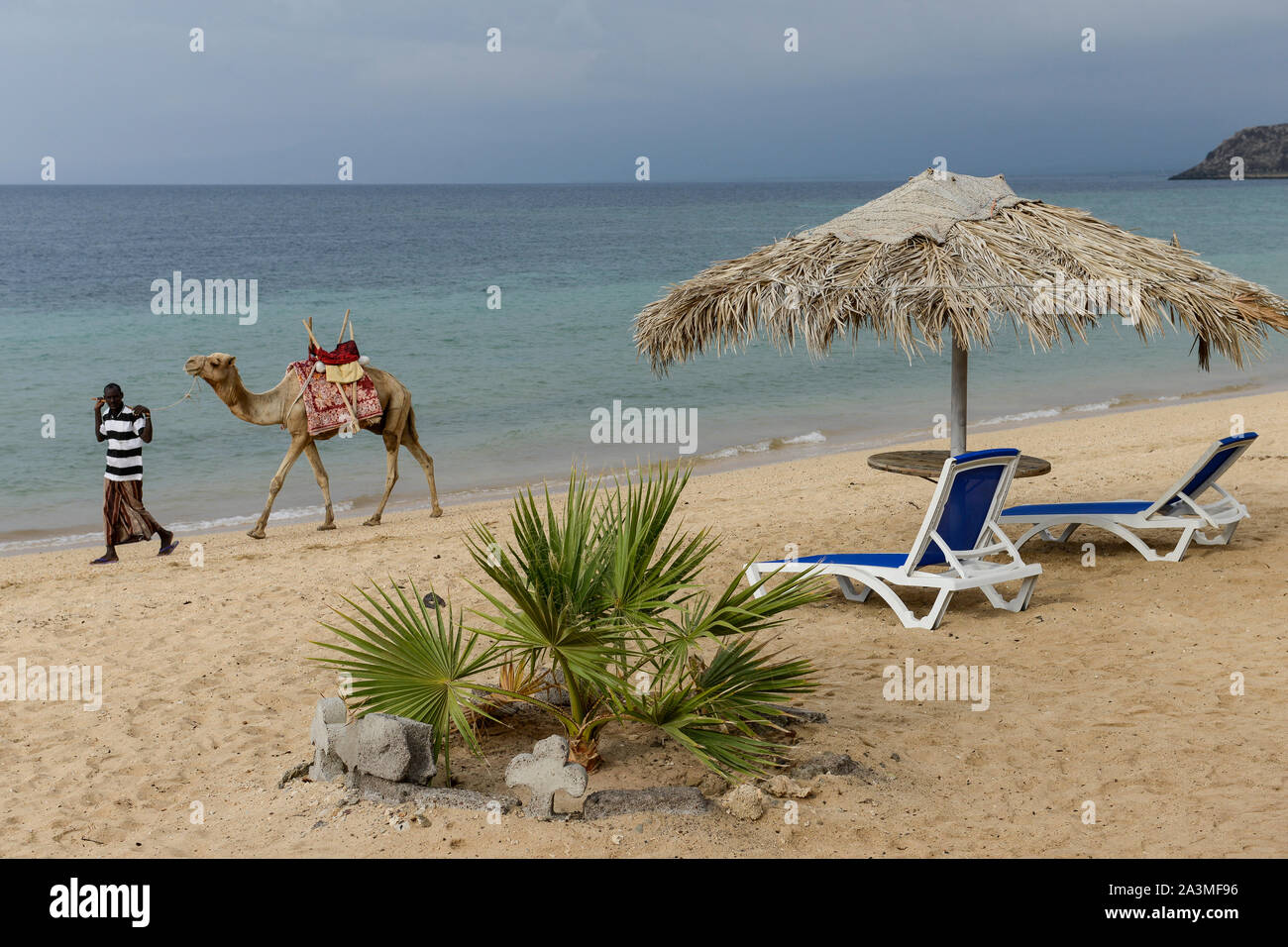 DJIBOUTI Tadjourah, beach ressort Les Sables Blancs at Red Sea, Afar ...