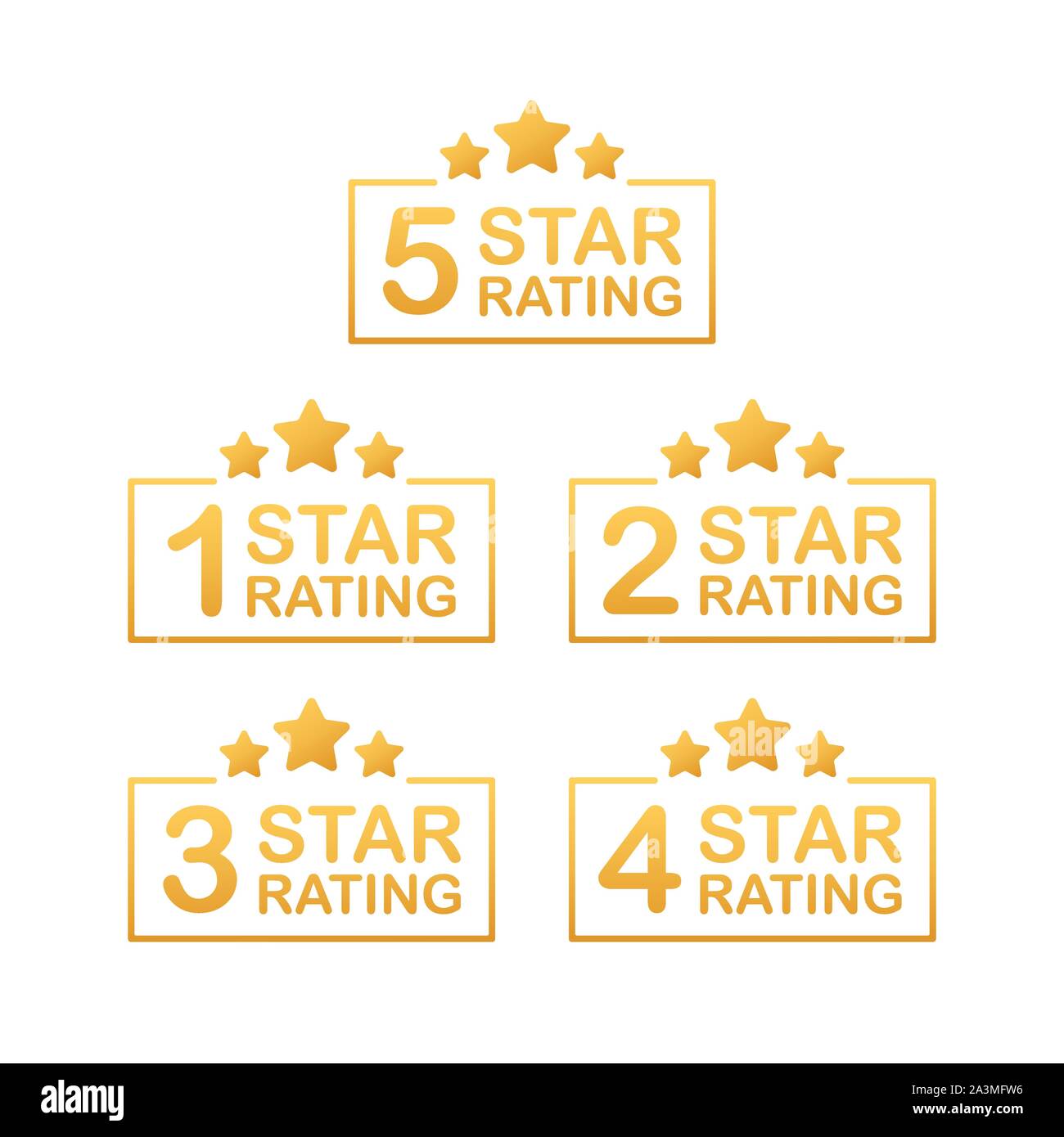 5 star rating. Badge with icons on white background. Vector ...