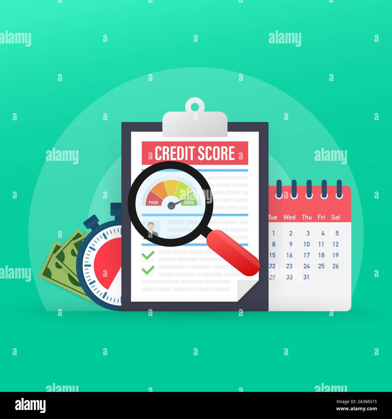 Credit score document. Paper sheet chart of personal credit score ...