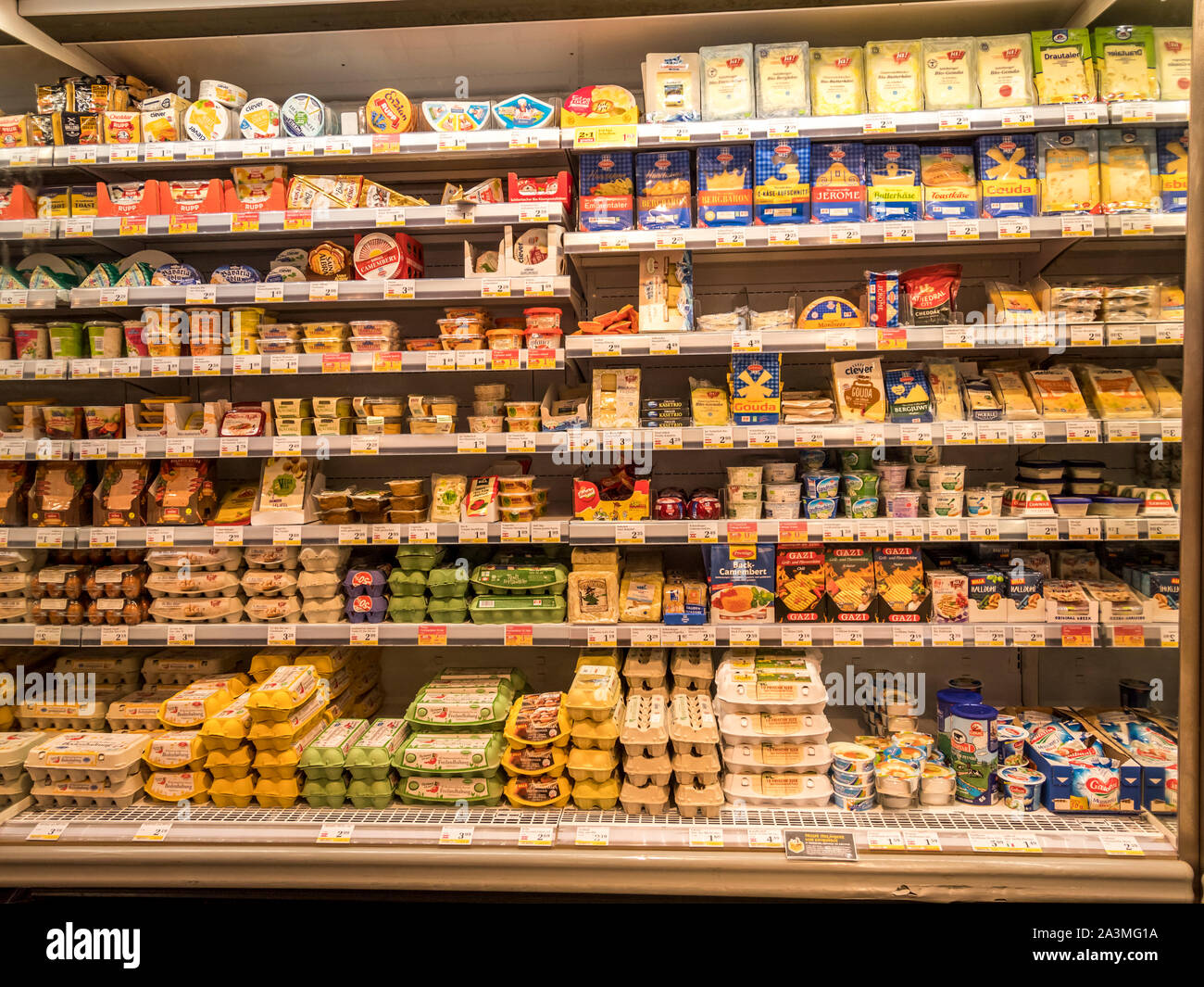 Typical shop displays of daily essentials at a small convenience store ...