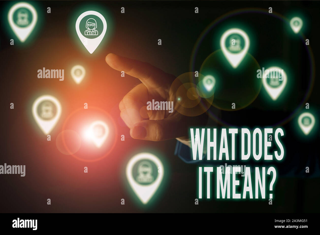 Writing note showing What Does It Mean Question. Business concept for ...