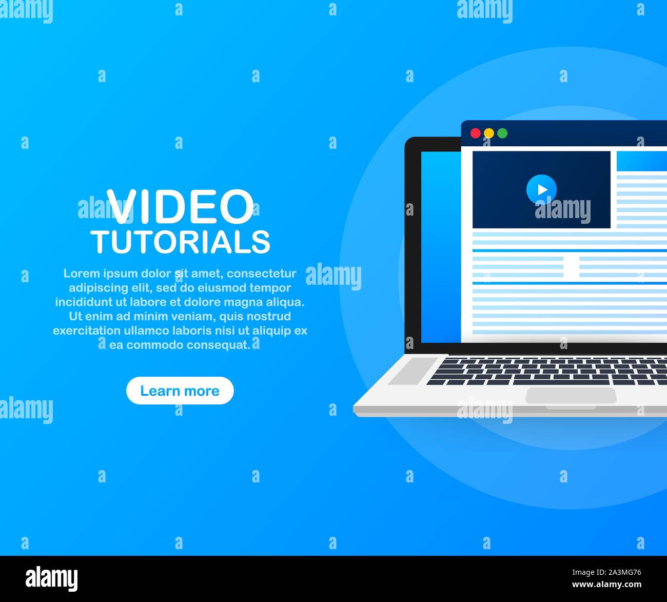 Video tutorials icon concept. Study and learning background, distance ...