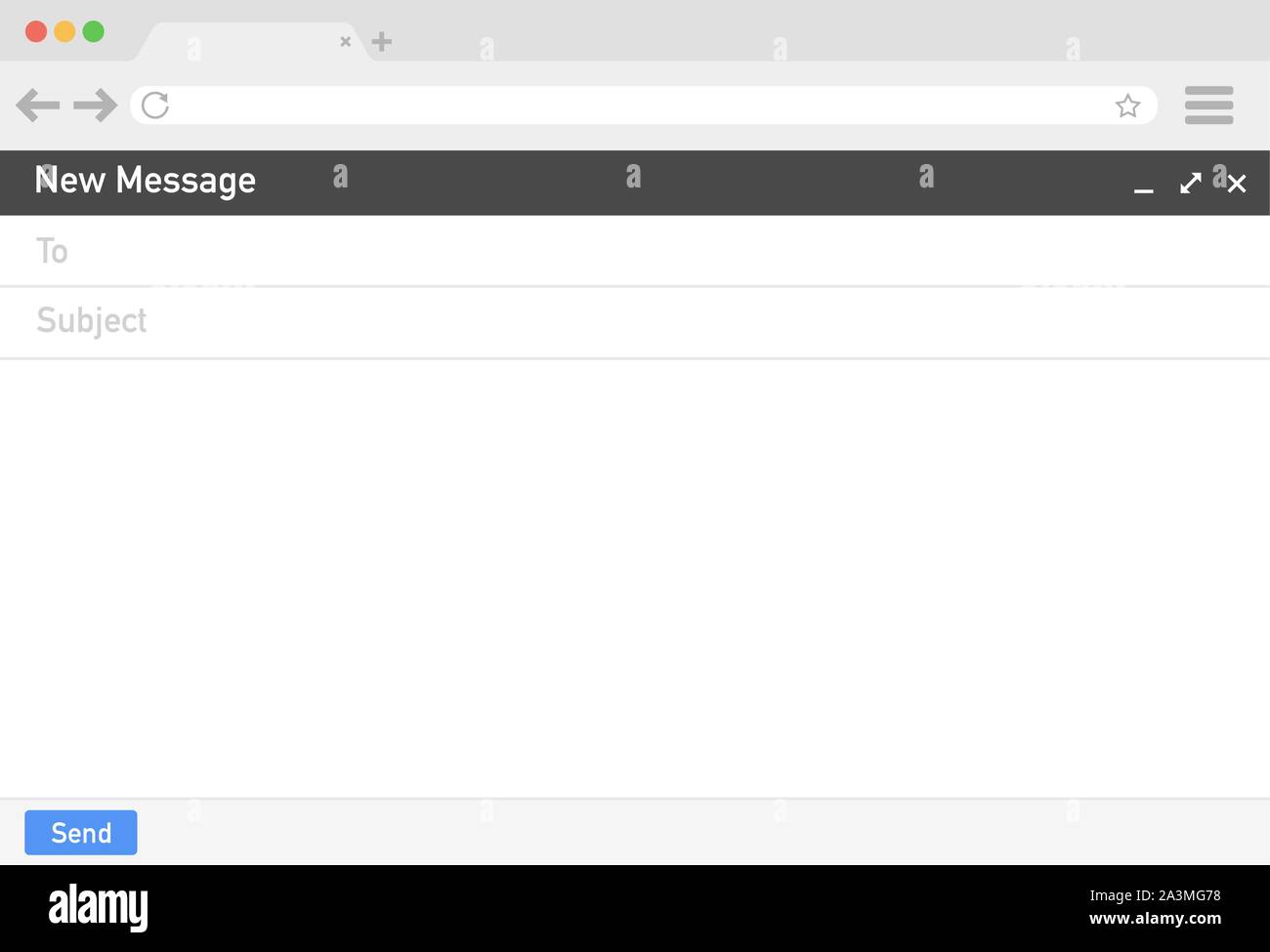 Email template. Blank e-mail browser window. Mail message web page vector frame. Vector ...