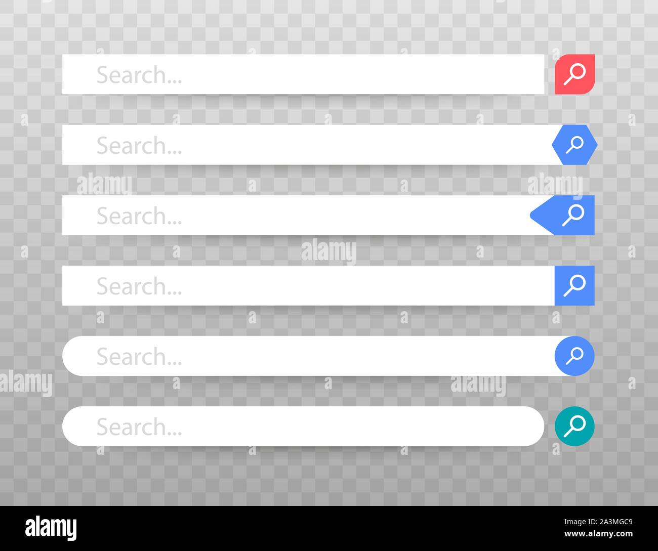 Set Search bar vector element design, set of search boxes ui template isolated on blue ...