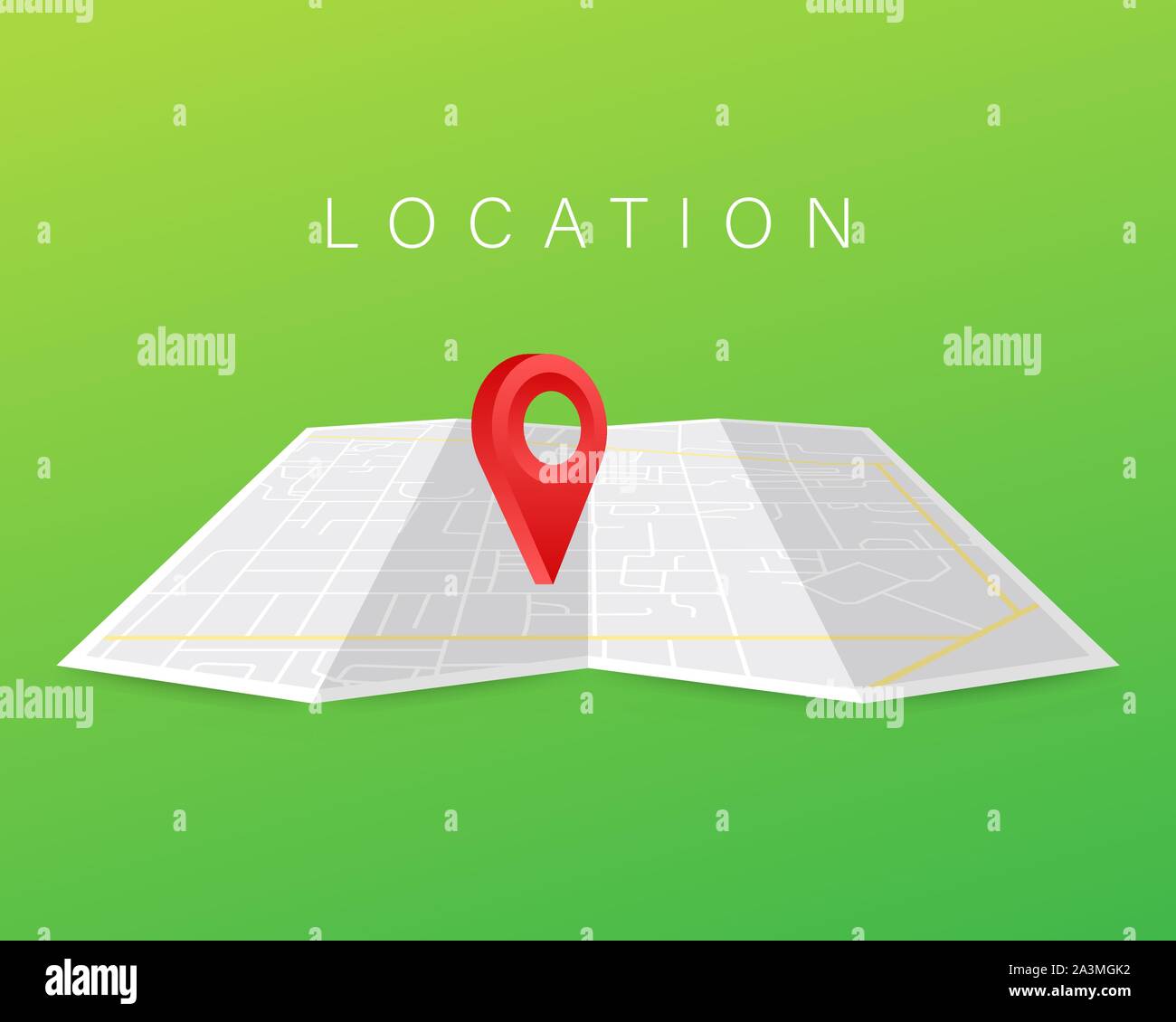 GPS navigator pointer on city map, from place to place. Vector ...