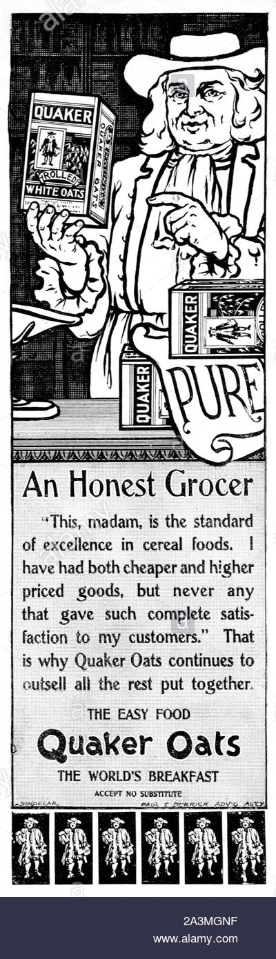 Victorian era, Quaker Oats, vintage advertising from 1899 Stock Photo ...