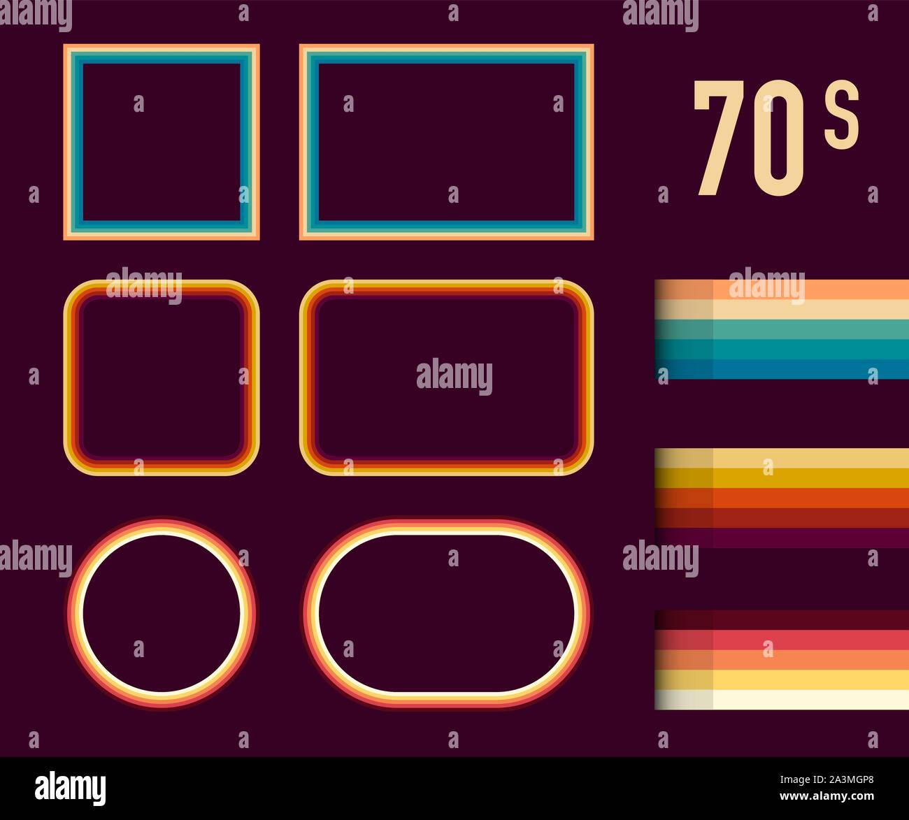 1970s Style Museum Picture Frames Vector Set. Trendy 1970s, Old ...