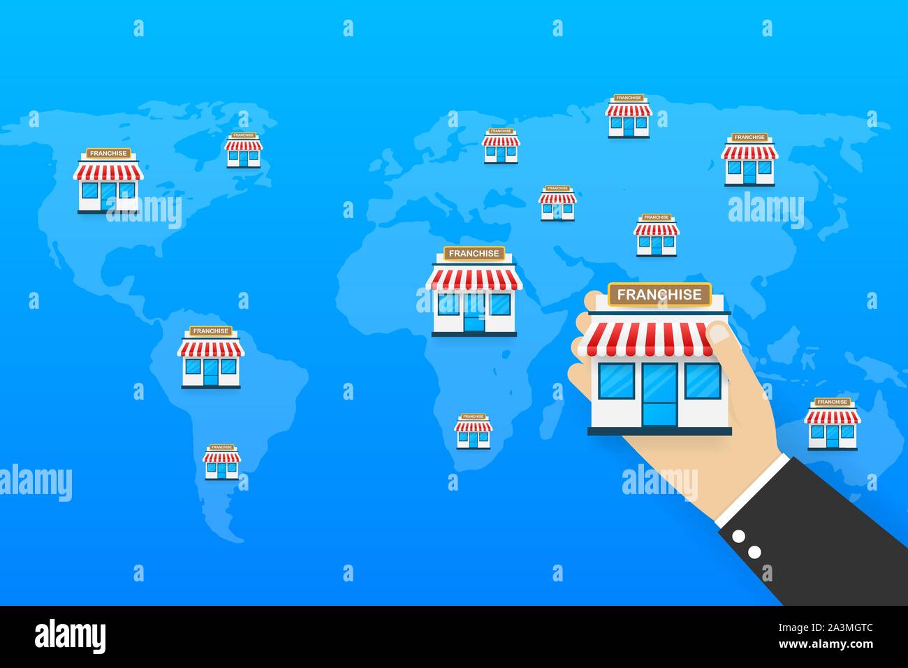 Franchise business concept, franchise marketing system. Vector ...