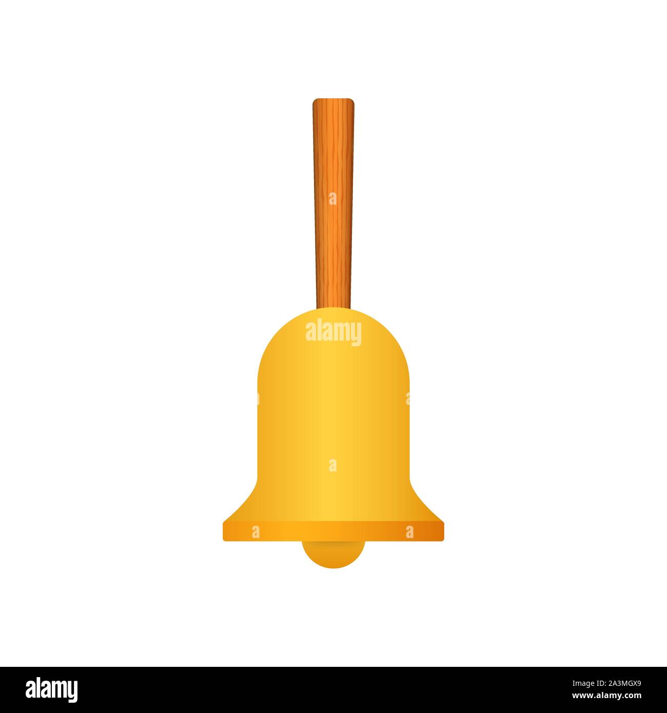 Gold vintage retro school bell isolated on white. Vector illustration ...