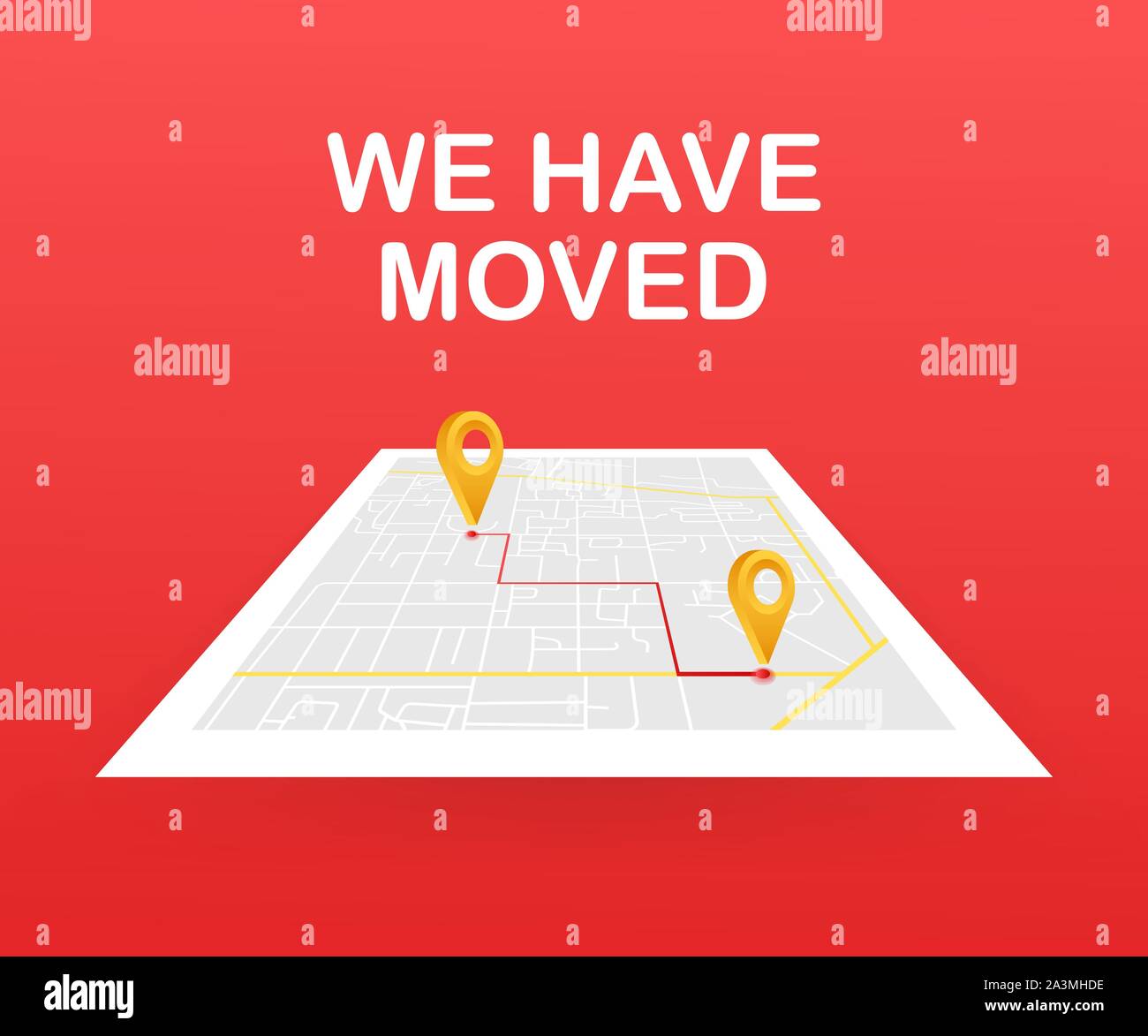 We have moved. Moving office sign. Clipart image isolated on blue ...