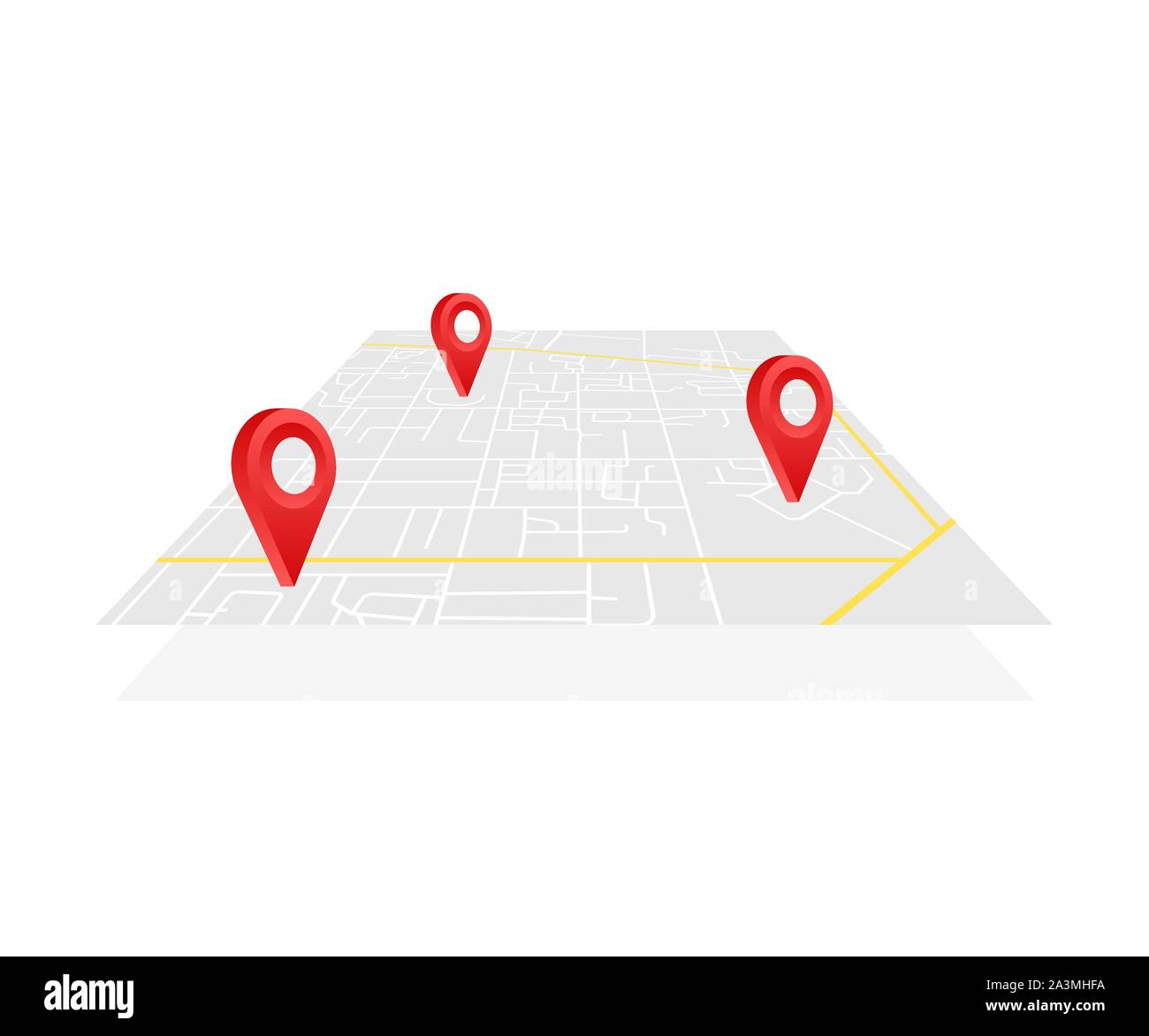 GPS navigator pointer on city map, from place to place. Vector ...
