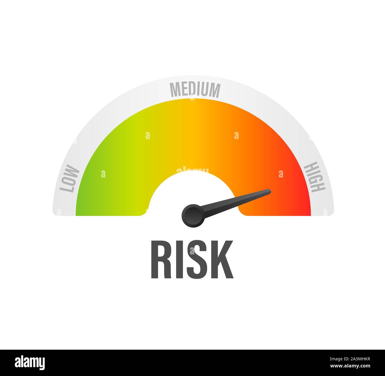 Risk icon on speedometer. High risk meter. Vector illustration Stock ...