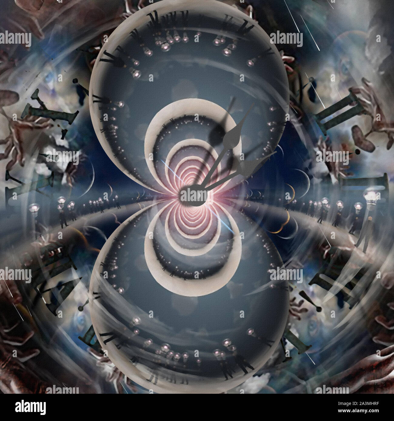 Time. Surreal composition with clock face Stock Photo - Alamy