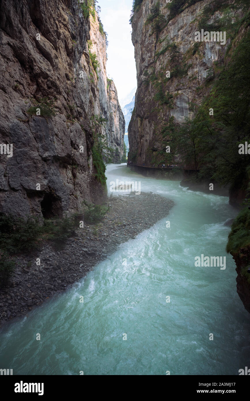 Inside the Aare Gorge, a section of the river Aare that carves through ...