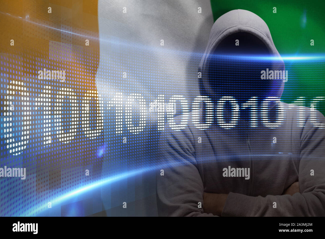 Composite image of hacker standing with arms crossed Stock Photo - Alamy