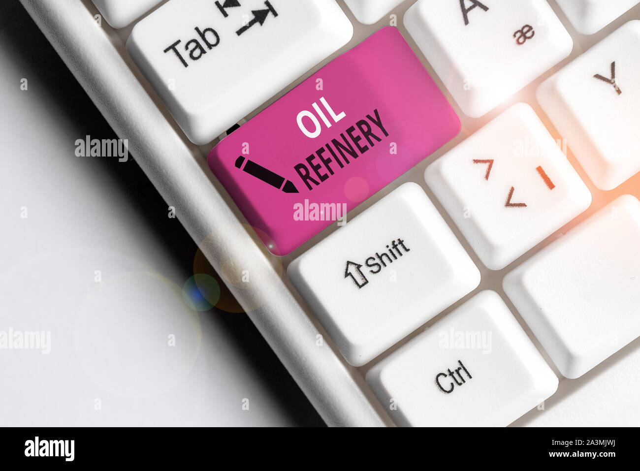 Handwriting text Oil Refinery. Conceptual photo industrial process of ...