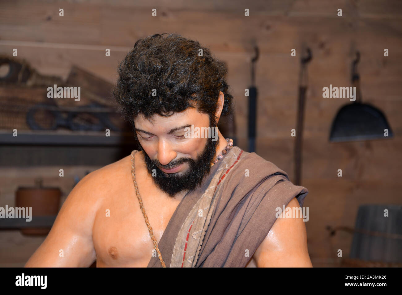 Ark Encounter Williamstown, KY, USA 10-5-19 Blacksmith workshop on the ...