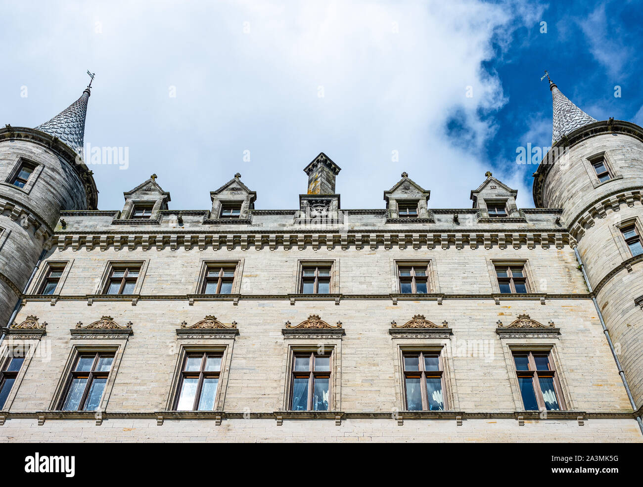 Invergordon, Scotland - May 28, 2019: Upward view of the rear facade of ...