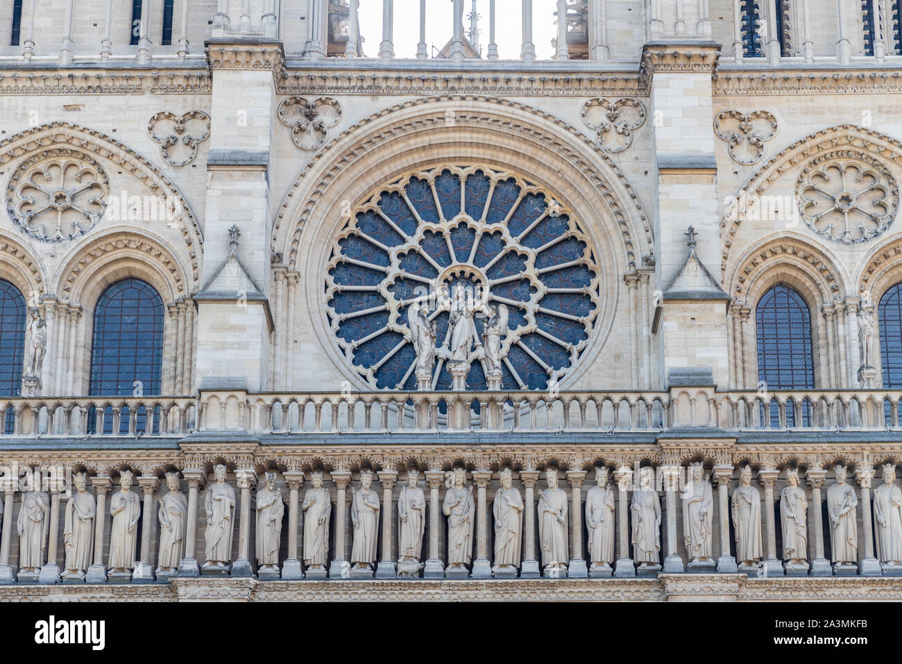 Notre Dame de Paris Cathedral, rose window on the west facade, Paris ...