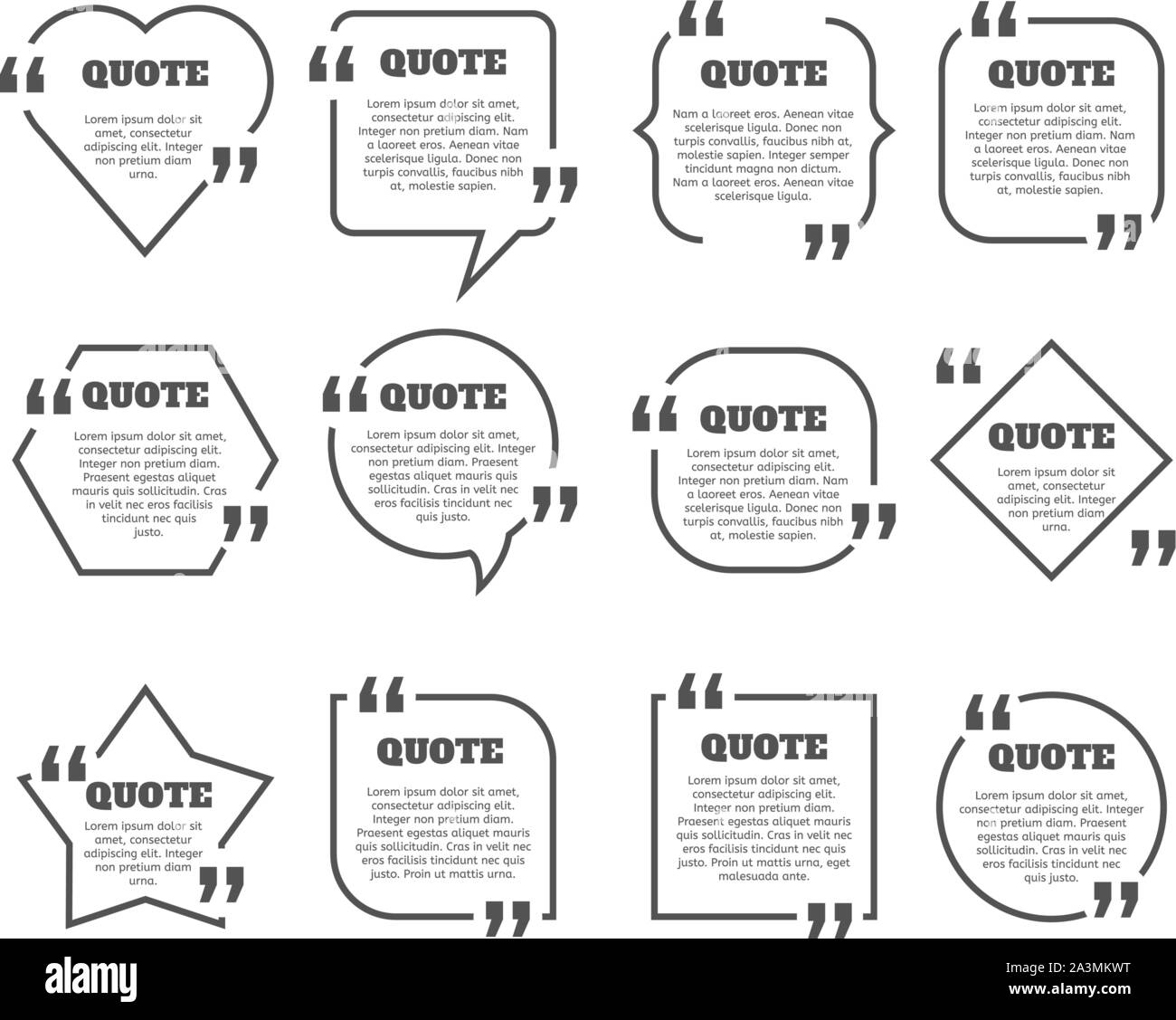 Quote box frames set. Textbox frame design template. Vector comment ...