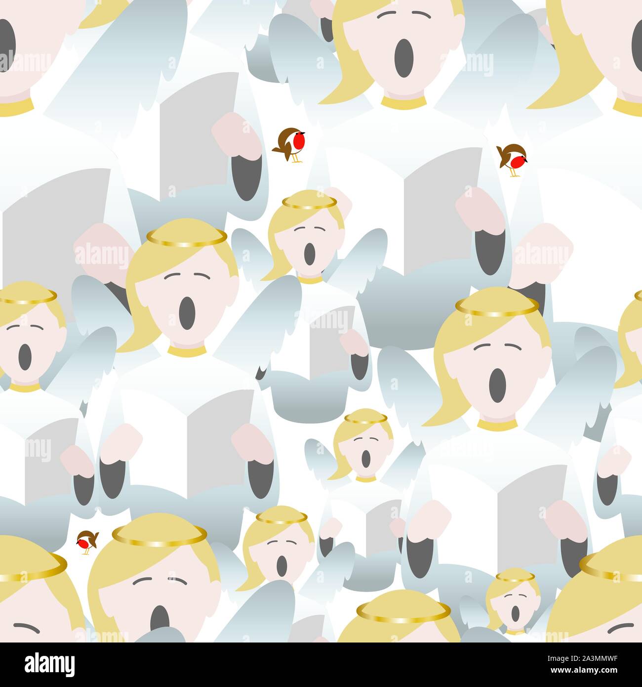 angel singing christmas carols. Seamless repeat background illustration ...