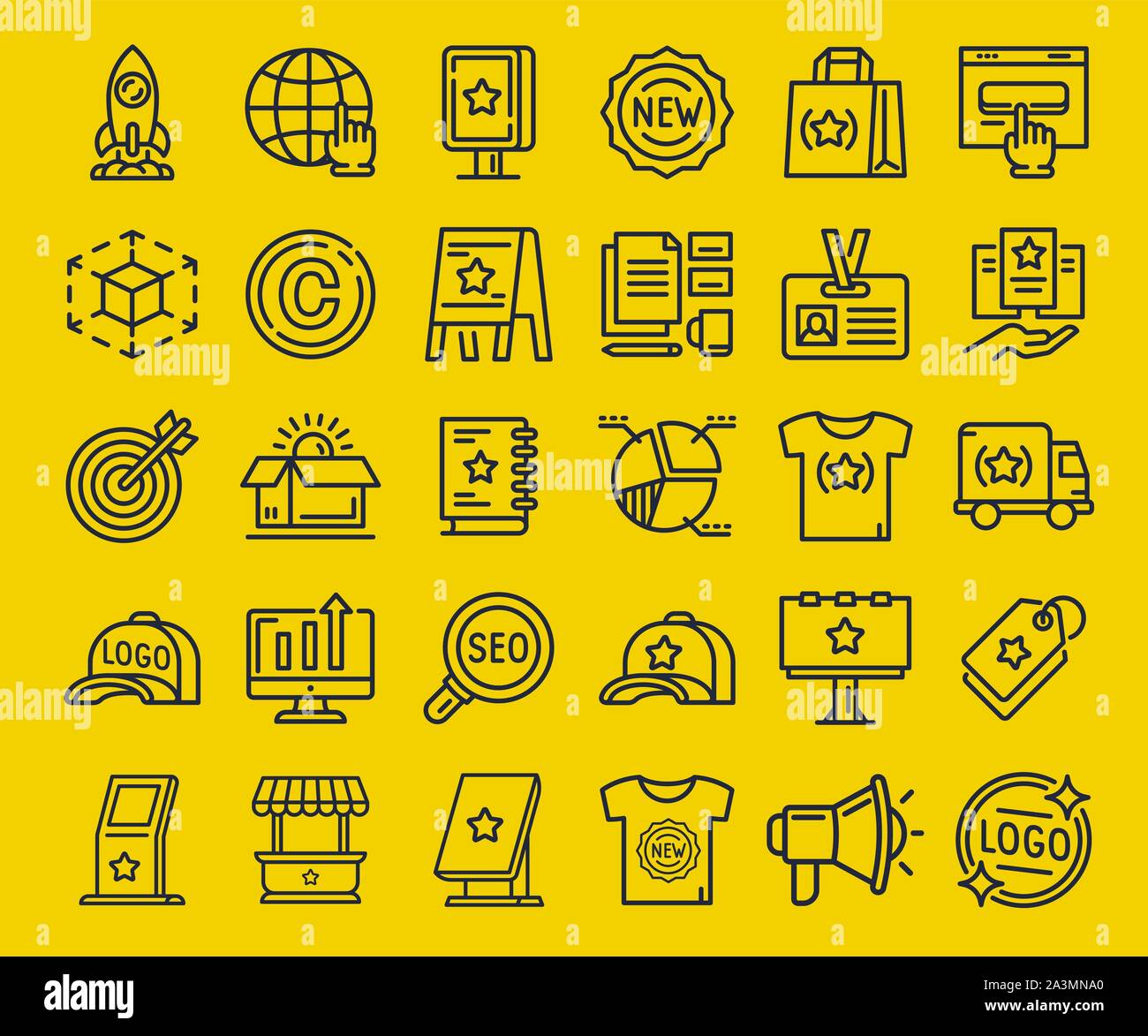 Branding icons set thin line. Illustration of branding icons vector ...