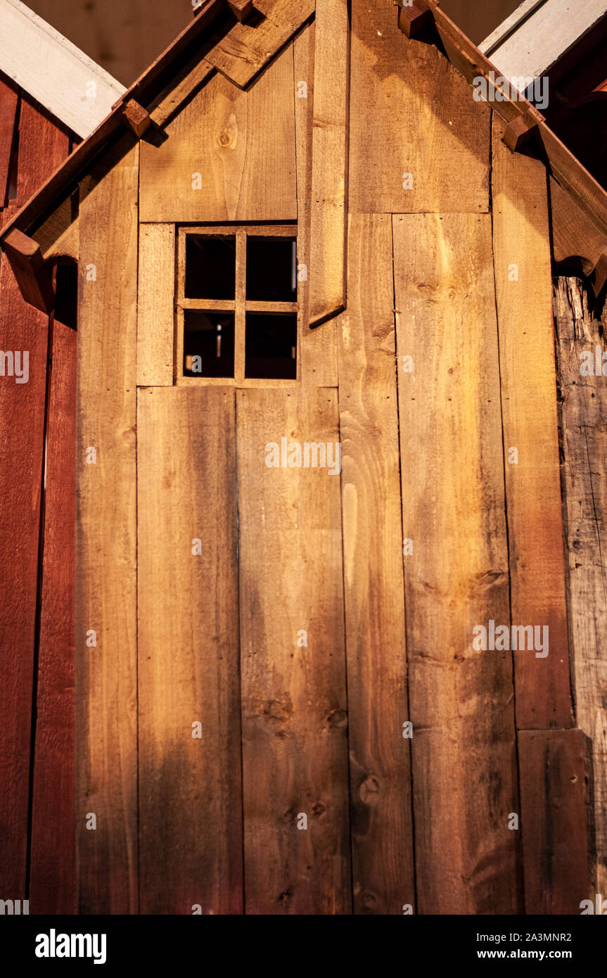 wooden tree house with little window Stock Photo - Alamy